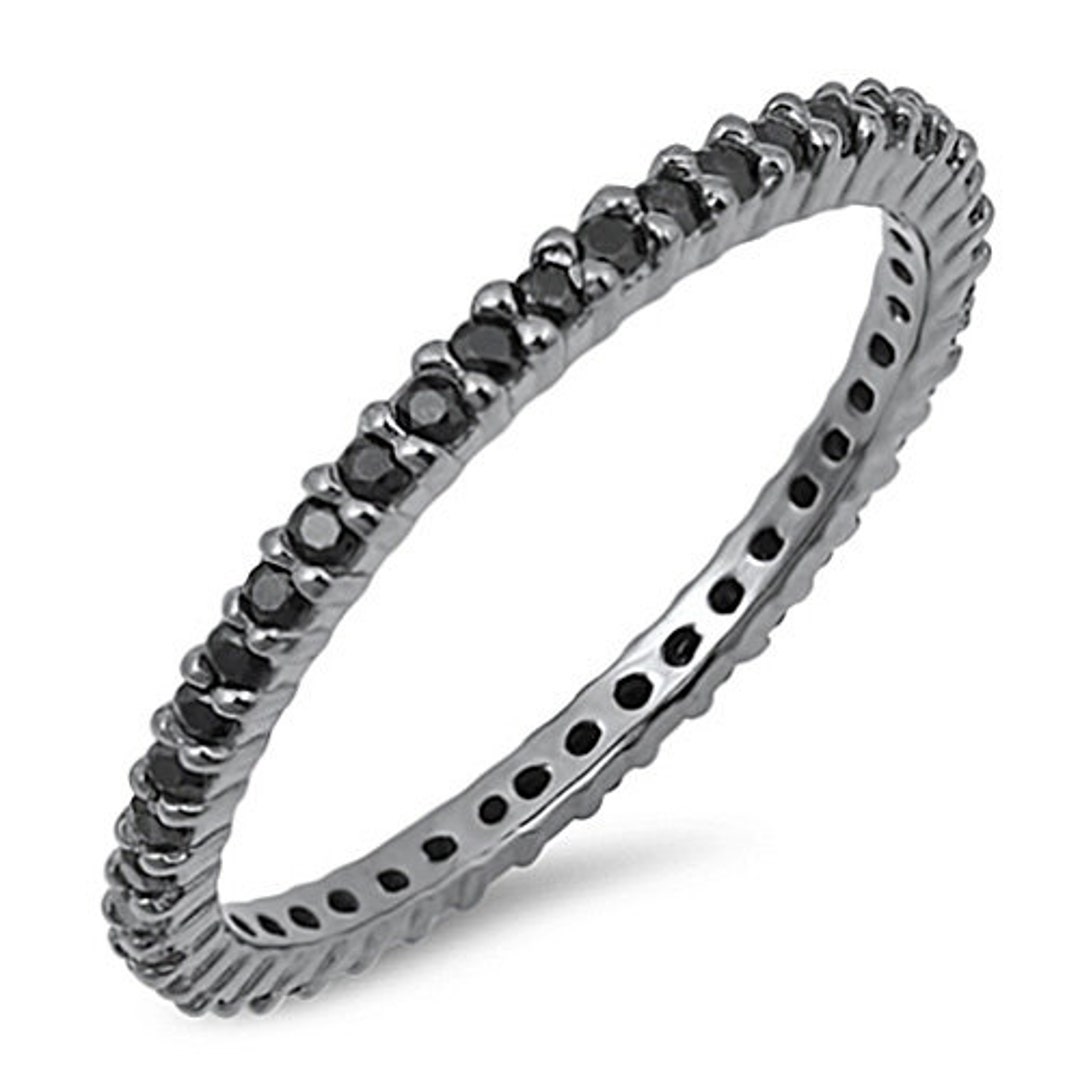 1.5mm Full Eternity Stackable Stacking Round Simulated Black - Etsy