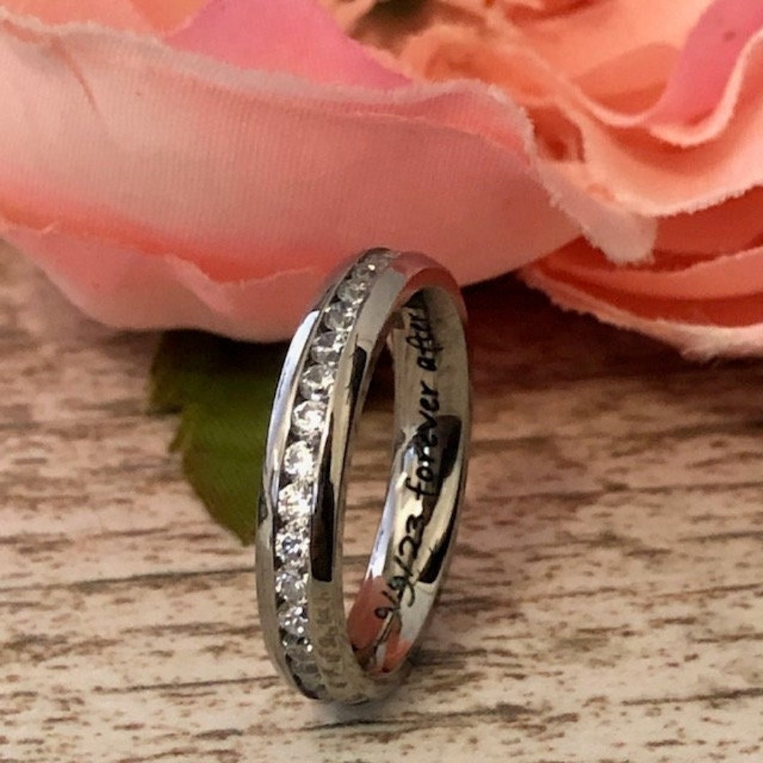 4mm Titanium Eternity Ring Personalized Titanium Eternity CZ - Etsy