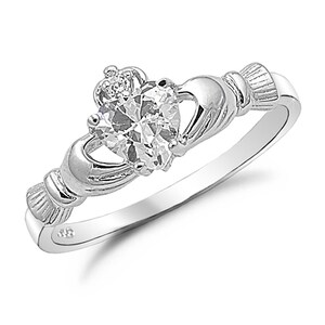 Irish Claddagh Promise Ring Sterling Silver Simulated Amethyst Round ...