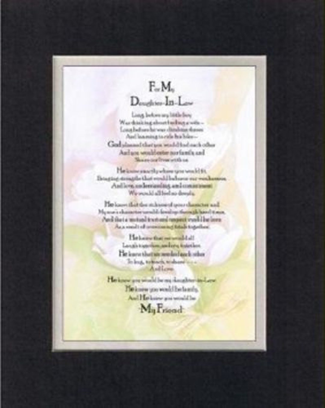 Heartfelt Poem for Daughter-in-laws – to My Daughter-in-law 11x14 ...
