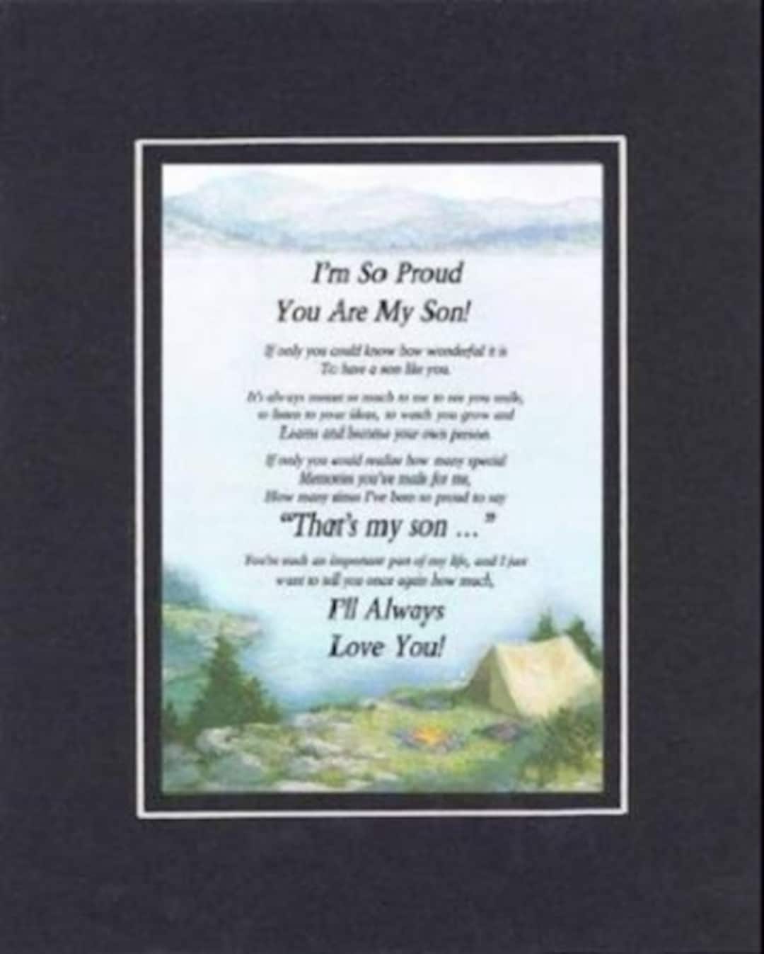 Heartfelt Poem for Son – I'm so Proud You Are My Son . . . 11x14 Double ...