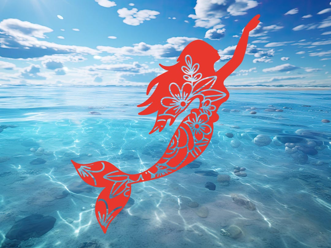 Mermaid Decal~floral Mermaid~car Decal - Etsy
