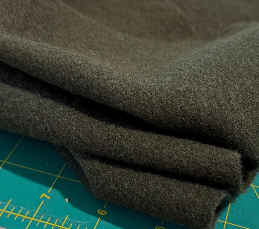 Green Boiled Wool Fabric, Felted Wool, Dark Green Wool, Wool Applique ...