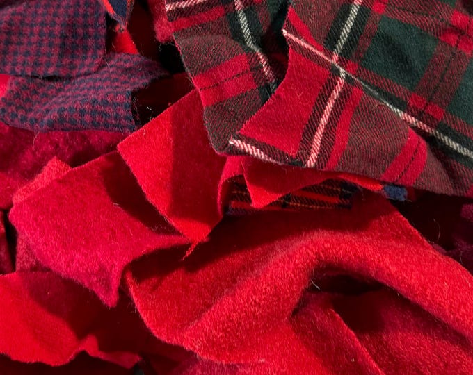 Red Wool Scrap Pack, Boiled Wool Fabric, Red Plaid Wool Fabric Scrap ...