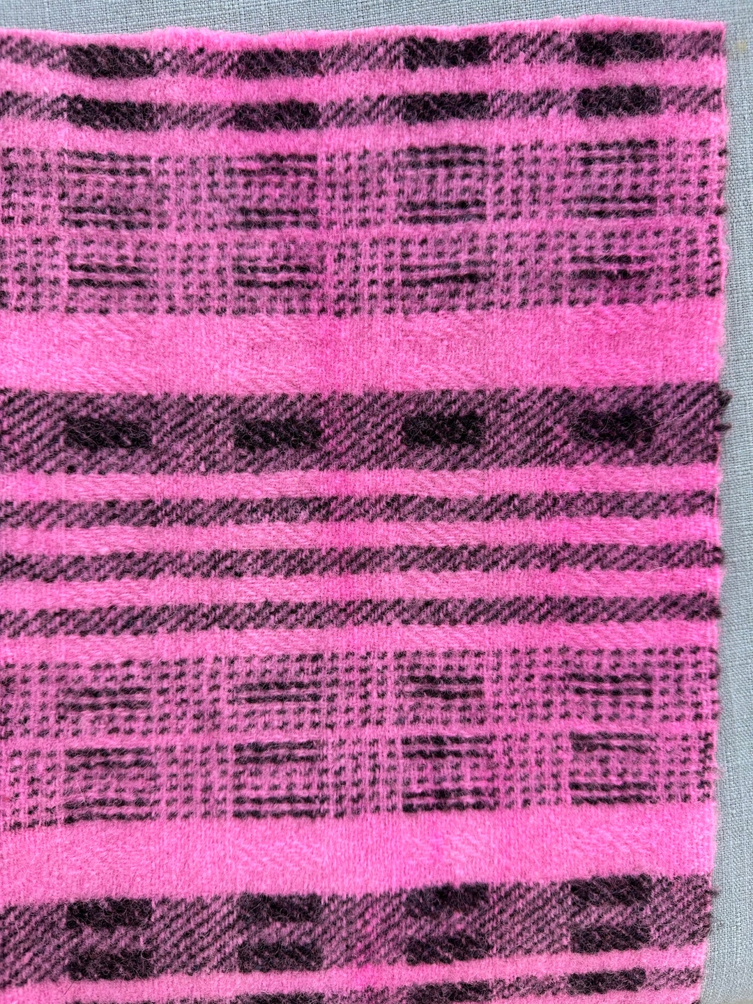 Bright Pink Wool Fabric, Pink Blanket Wool, Hand Dyed , Barbie Pink ...