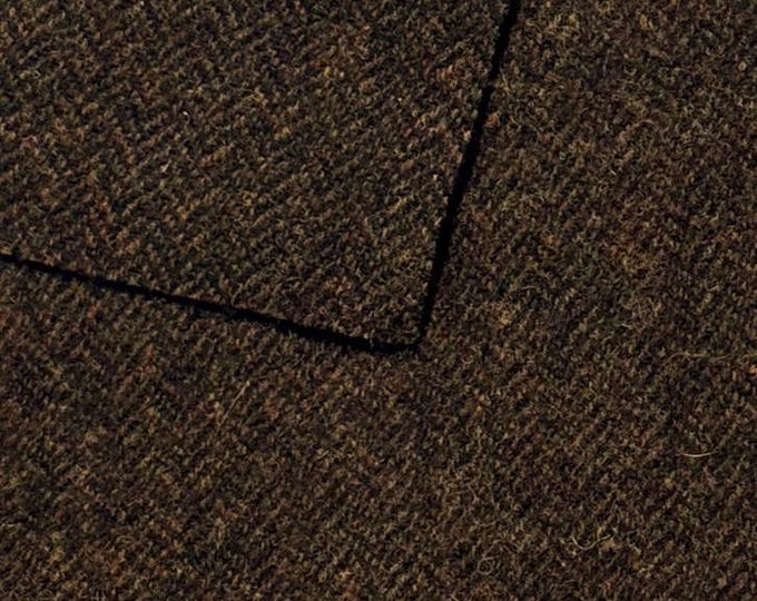 Dark Brown Herringbone Wool, Felted Wool, Soft Lambswool Fabric ...