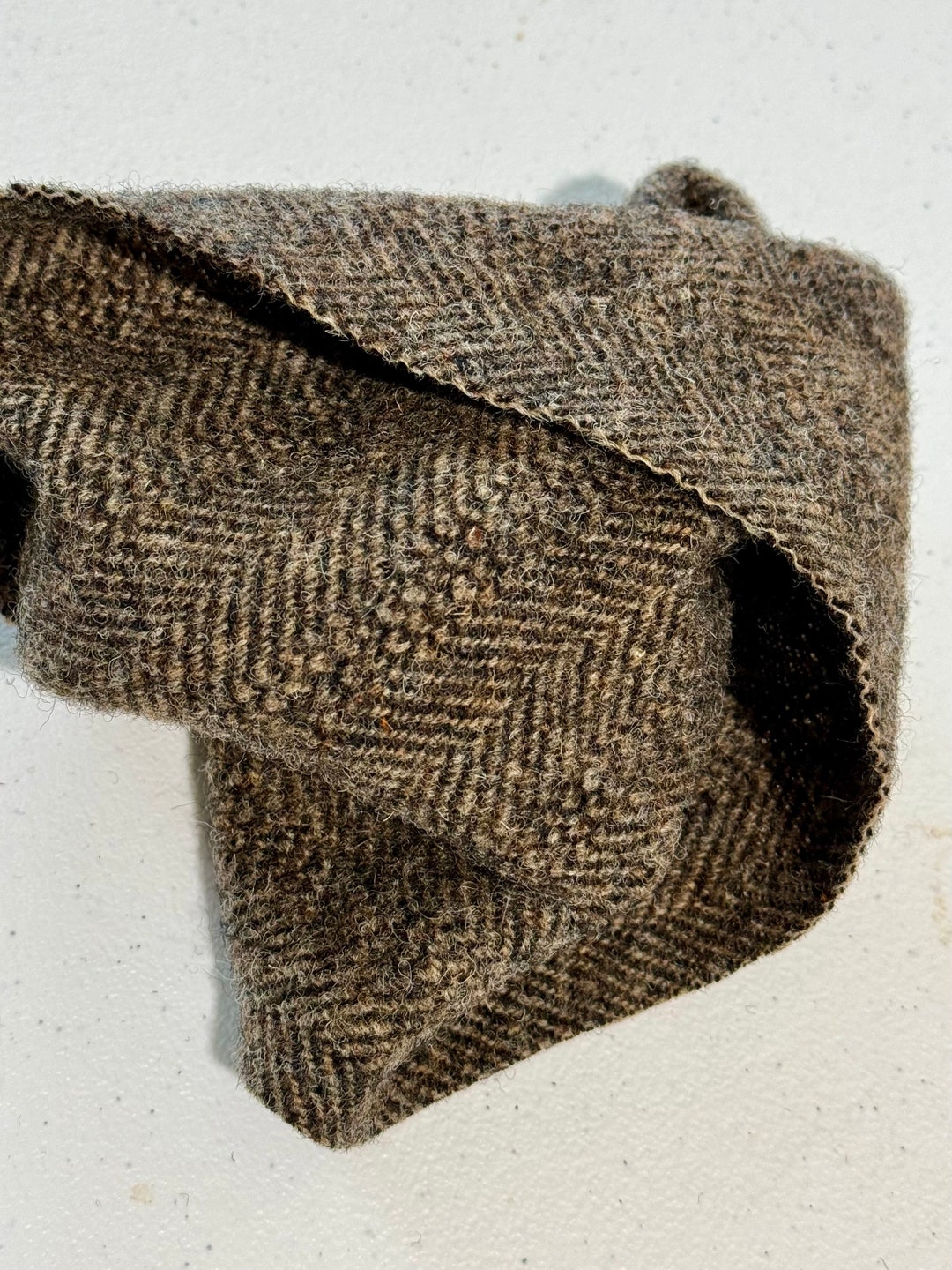 Brown Harris Tweed Wool Fabric, Herringbone Wool, Brown Textured Wool ...