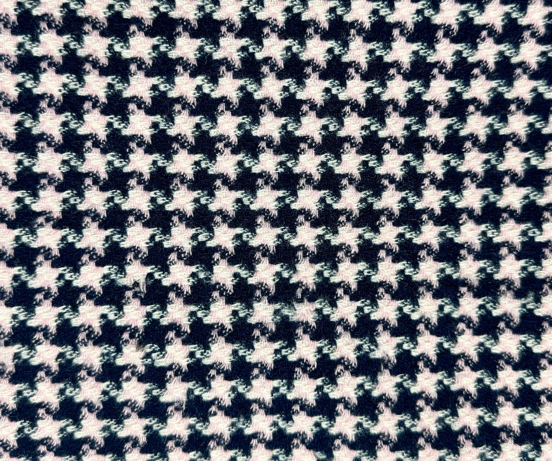 Pink Houndstooth Wool, Pendleton Wool Fabric, Blue Houndstooth Wool ...