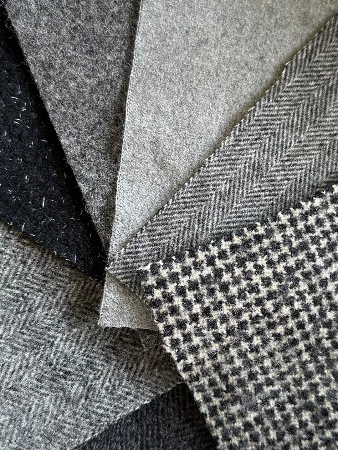 Gray Wool Fabric, 14 in X 6 In, Gray Textured Wool, Pendleton Tweed ...