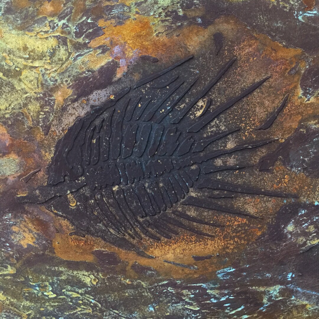 Memorial Ash Fish Fossil Painting/memorial Ash Art/cremation Art ...