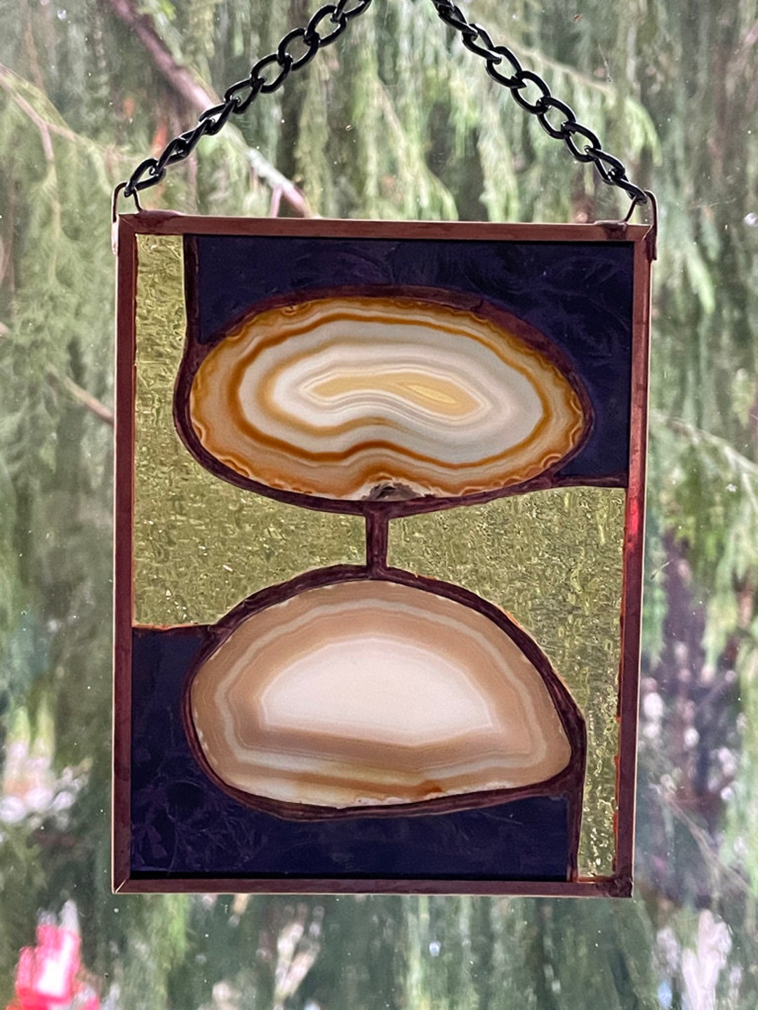 Stained Glass Double Brazilian Agate Sun Catcher - Large - Etsy