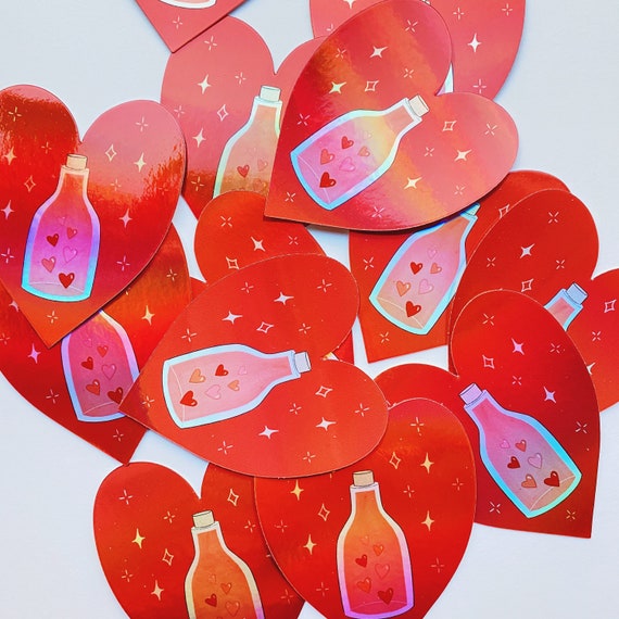 Paper Love Potion Bottle Sticker Holographic Paper & Party Supplies ...