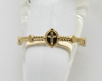 RR2048-S Rose Sterling Silver 925 Solid Rosary Ring Cross | Etsy