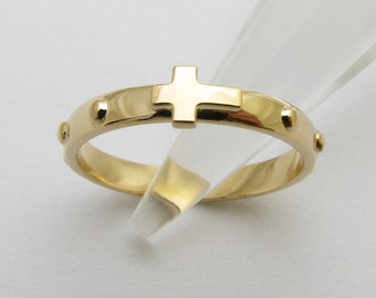 RR2050-S Rose Sterling Silver 925 Solid Rosary Ring Miracrus | Etsy