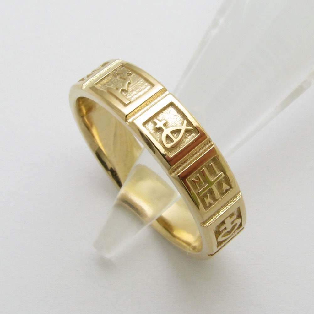 RR2064 Rosary Ring 14K 18K Solid Gold Cross | Etsy