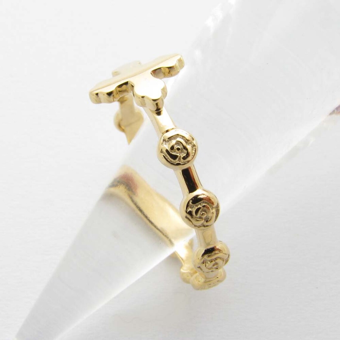 RR2012-S Sterling Silver 925 Solid Rosary Ring Cross Rose - Etsy