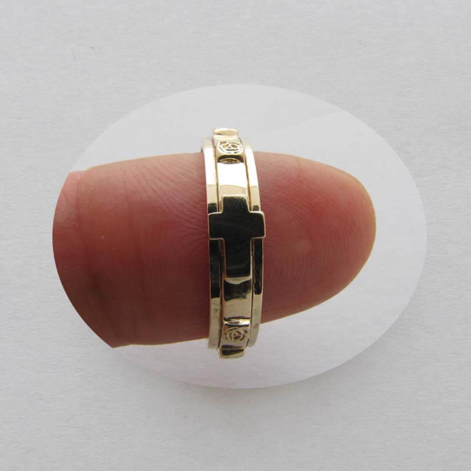 R53987 14K 18K Solid Gold Ring Spinning Cross Rose | Etsy