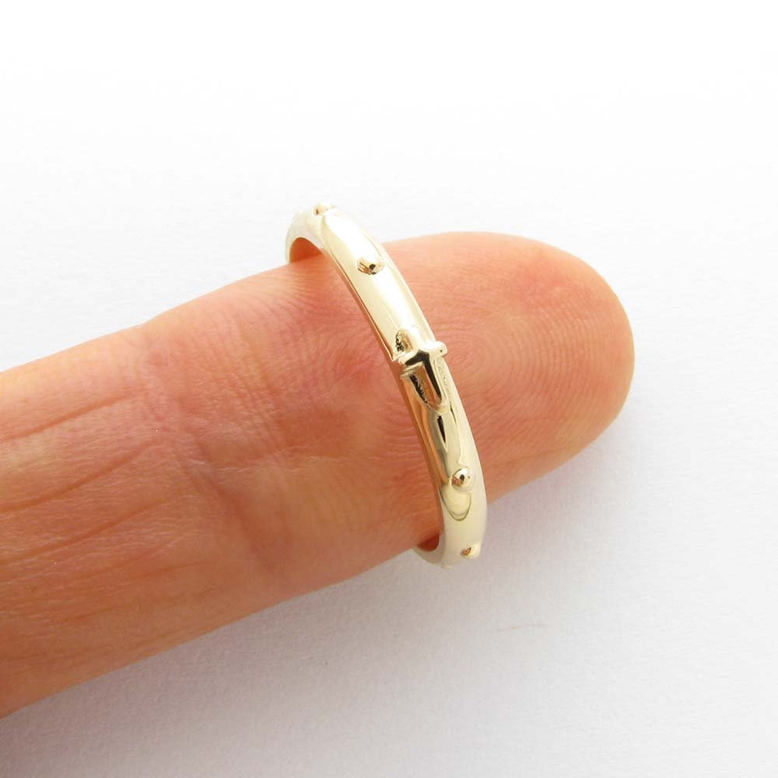 RR2014 Rosary Ring 14K 18K Solid Gold Cross | Etsy
