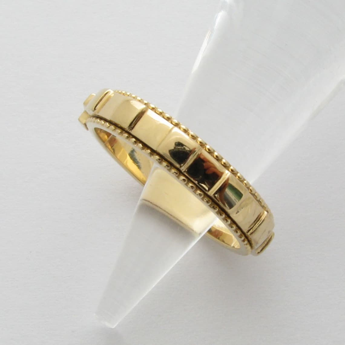 RR2024 14K 18K Solid Gold Spinning Rosary Ring Cross Cubic - Etsy