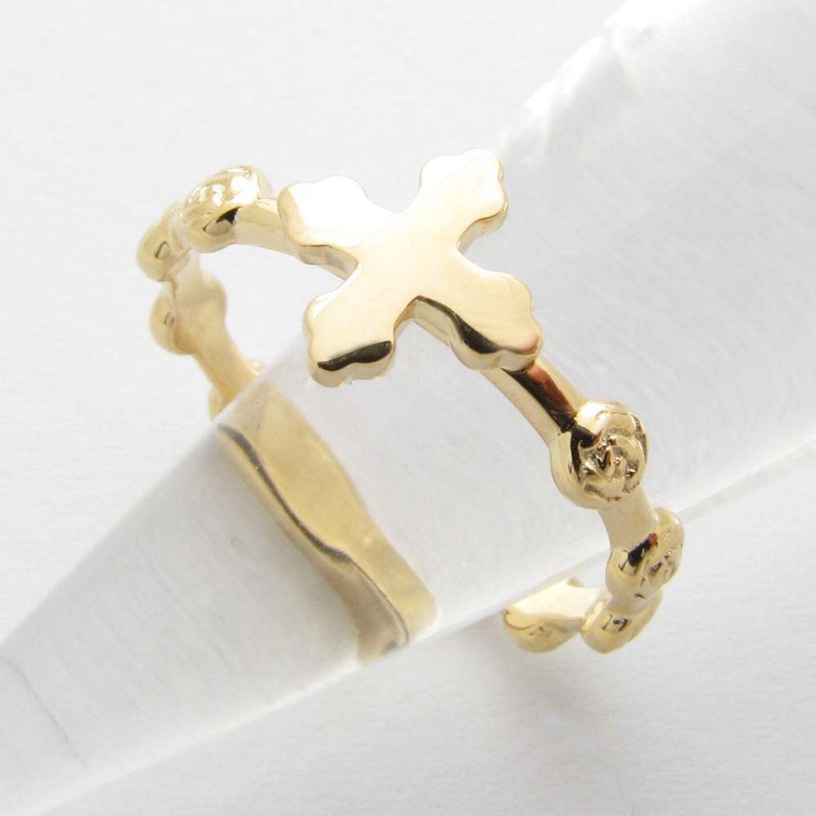 RR2012-S Sterling Silver 925 Solid Rosary Ring Cross Rose - Etsy