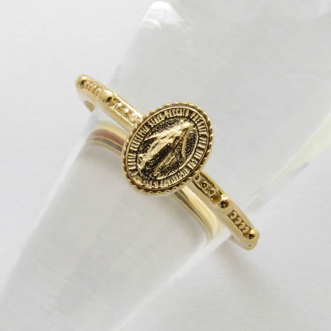 RR2050 Rosary Ring 14K 18K Solid Gold Miracrus Mari Anniversary Ring - Etsy