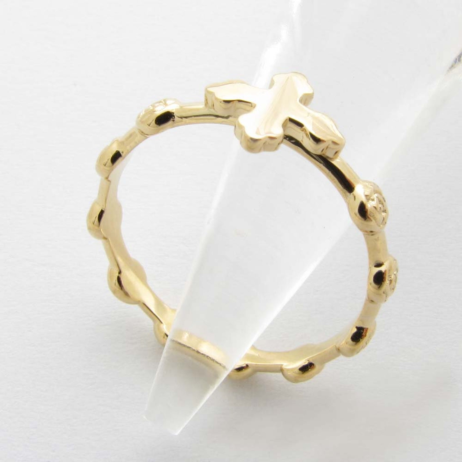 RR2012-S Sterling Silver 925 Solid Rosary Ring Cross Rose - Etsy