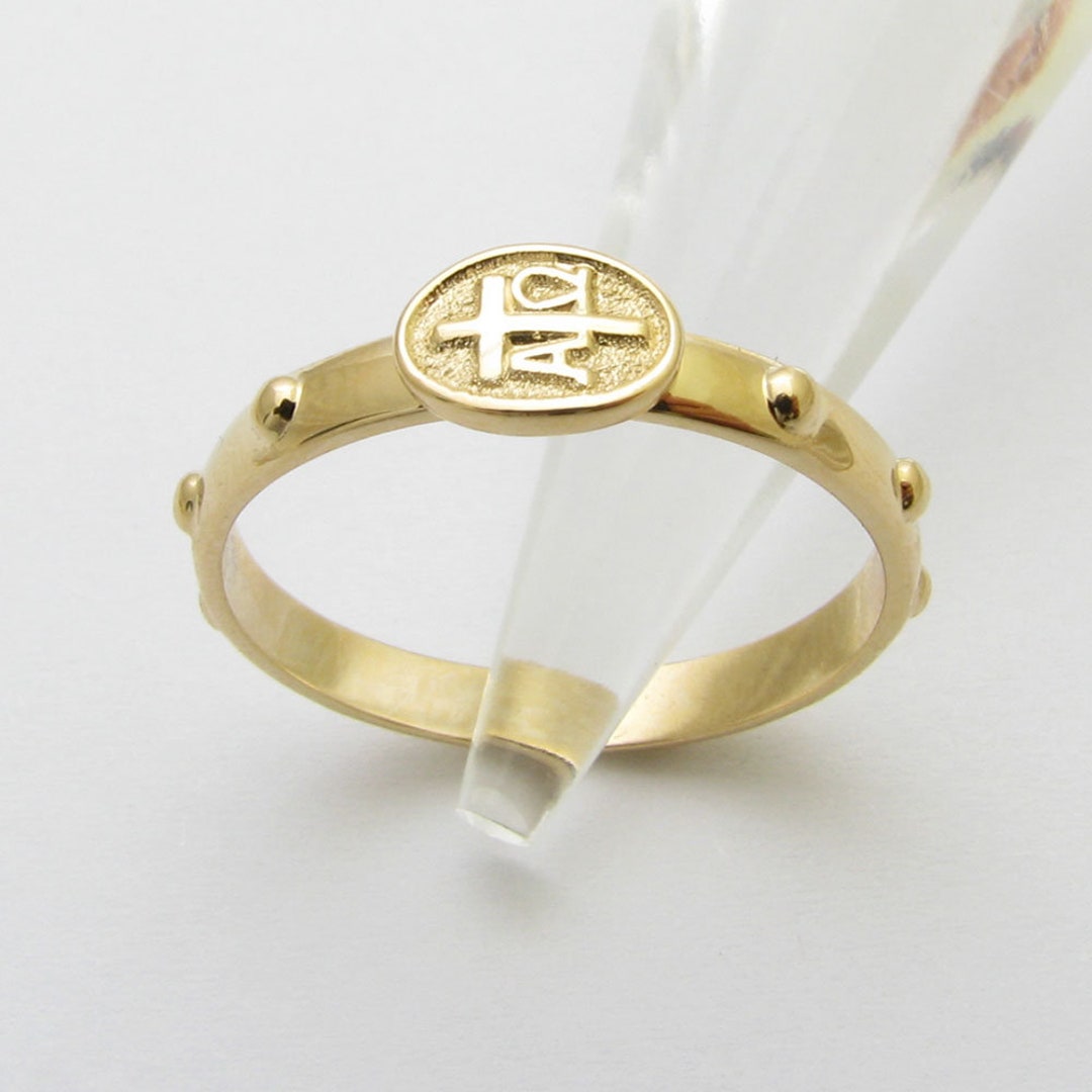 RR2067-S Sterling Silver 925 Solid Rosary Ring Cross Alpha Omega - Etsy