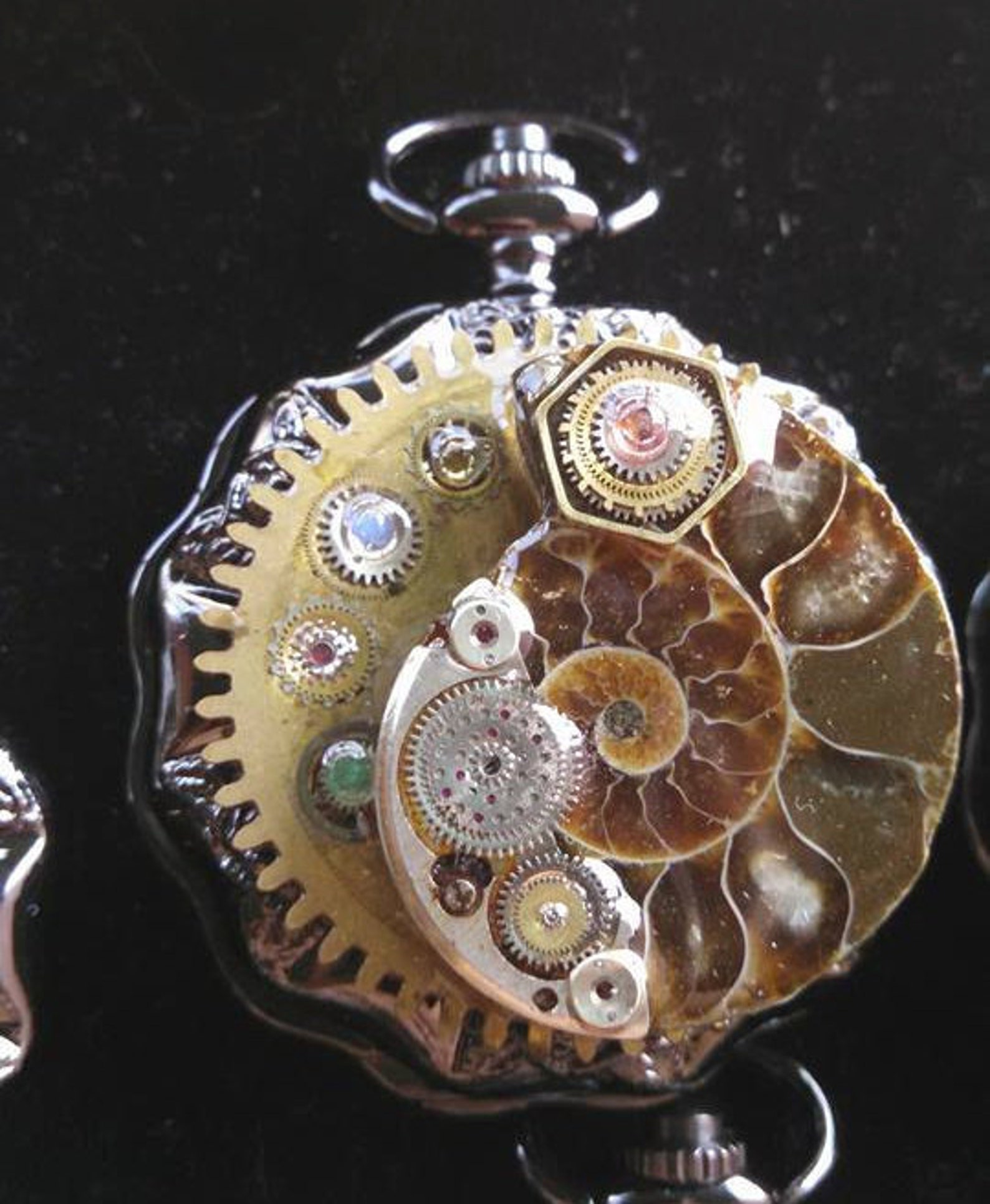Moon Glory Gears Ammonite, Mechanical Pocket Watch, Gear Art - Etsy