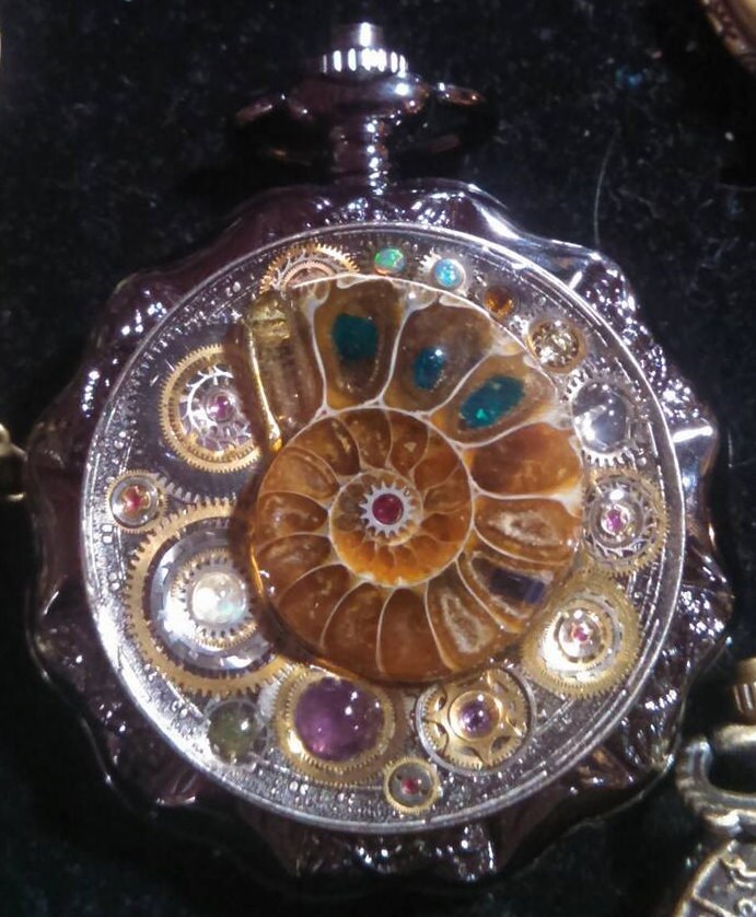 Moon Glory Gears Ammonite, Mechanical Pocket Watch, Gear Art - Etsy