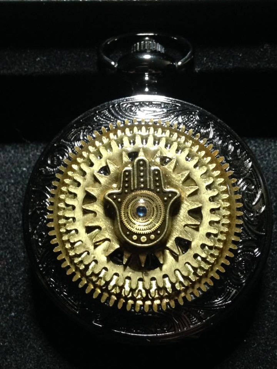 Moon Glory Gears Mechanical Pocket Watch, Hamsa Hand Design - Etsy