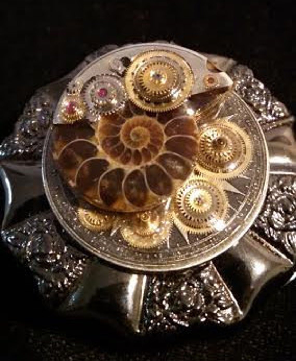 Moon Glory Gears Ammonite, Mechanical Pocket Watch, Gear Art - Etsy