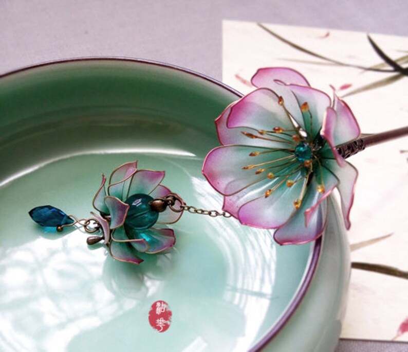 Oriental Purple Water Lily，lotus Lamp Pendant Hair Stick Hanfu Hair ...