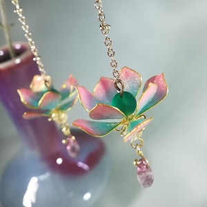 Lotus Flower Lamp Earrings, Water Lily Ear Clips, Oriental Water Lily ...