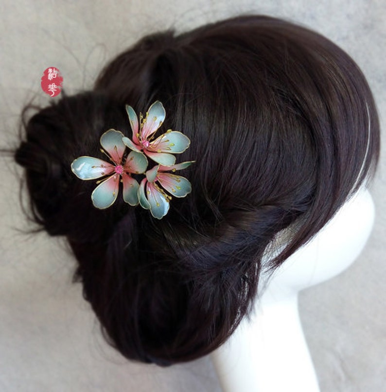 Peach Blossoms in Spring Hair Stick，elegant Hair Stick，retro Hair Clips ...