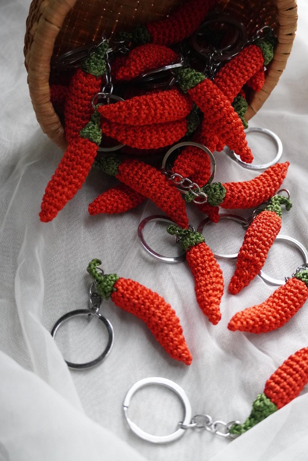 Chili Pepper Keychains // Crochet Keychains - Etsy