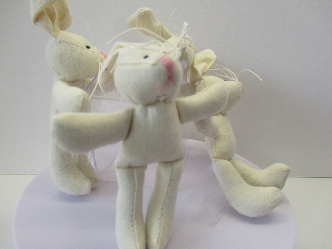 Mini Bunny Rabbit Muslin Stuffed Animals for 11.5" Dolls Dioramas Play ...
