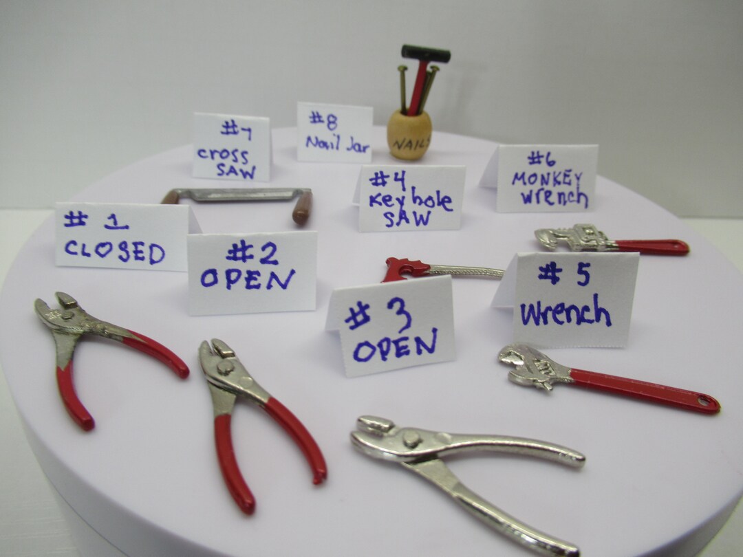 Mini Tools Pliers Monkey Wrenches Cross Saw Keyhole Saw Nail Jar Model ...