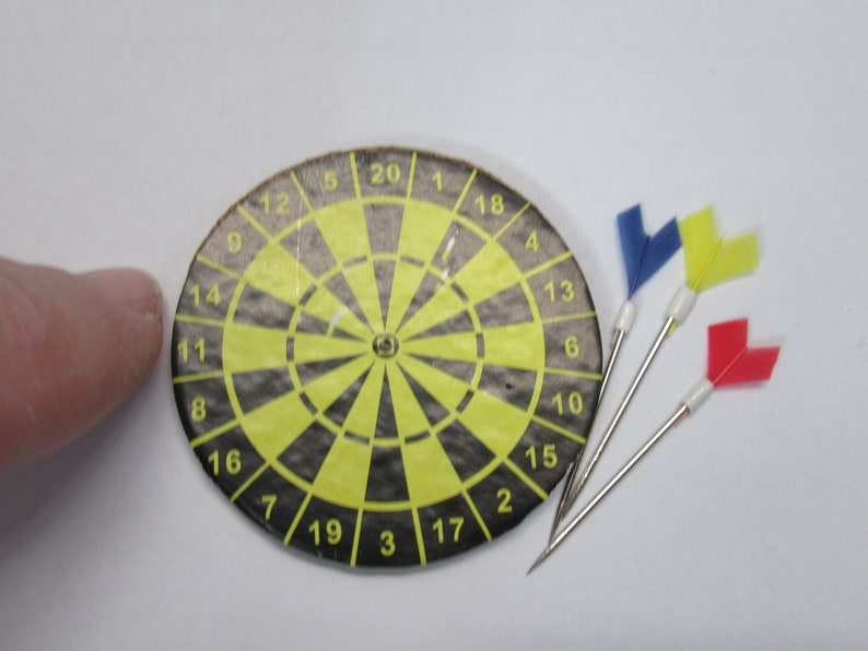 Miniature Dart Board With Darts: Dollhouse Diorama Play One Sixth Scale ...