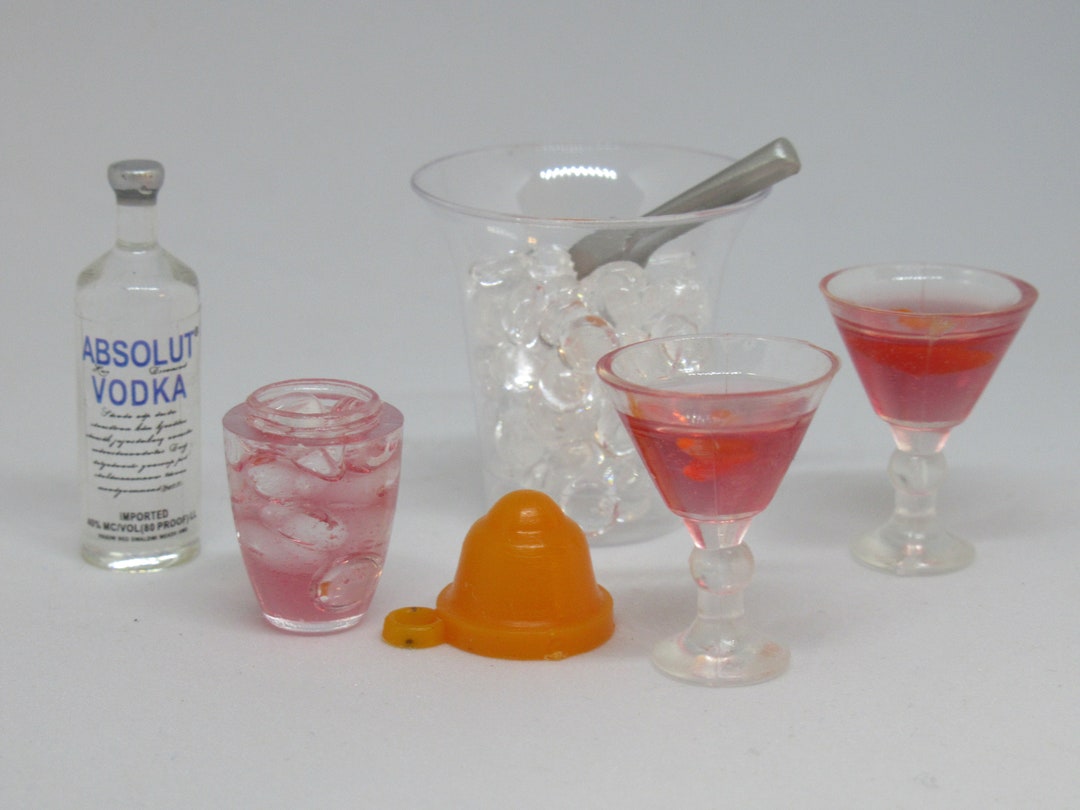 1:6 Scale Fashion Doll Size Miniature Cosmo Cocktails for 2 Set Ice ...