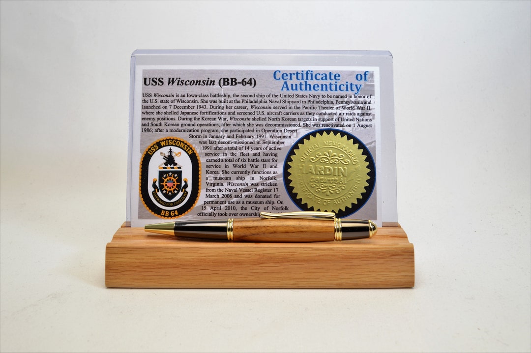 USS Wisconsin Battleship - Gold and Gunmetal Twist Pen - Etsy