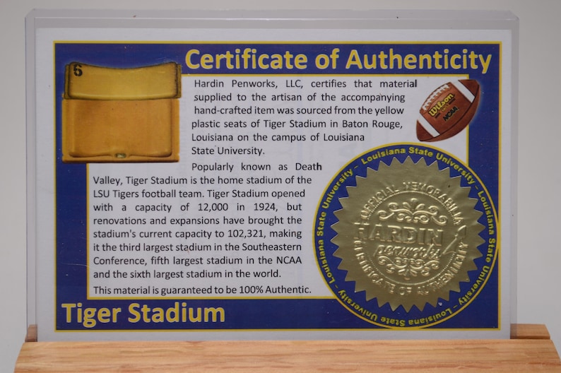 Handcrafted Pen Made From LSU Tiger Stadium Plastic Stadium Seats - Etsy