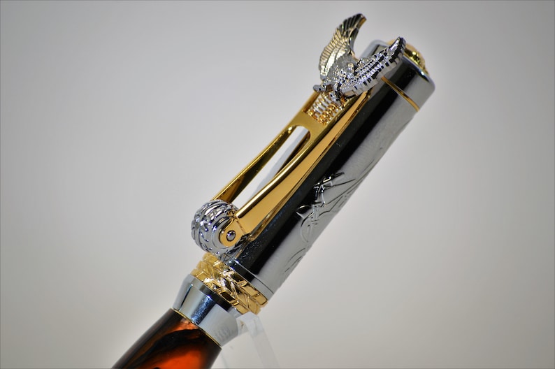 Motorcycle Pen Made With Black and Orange Acrylic With Eagle - Etsy
