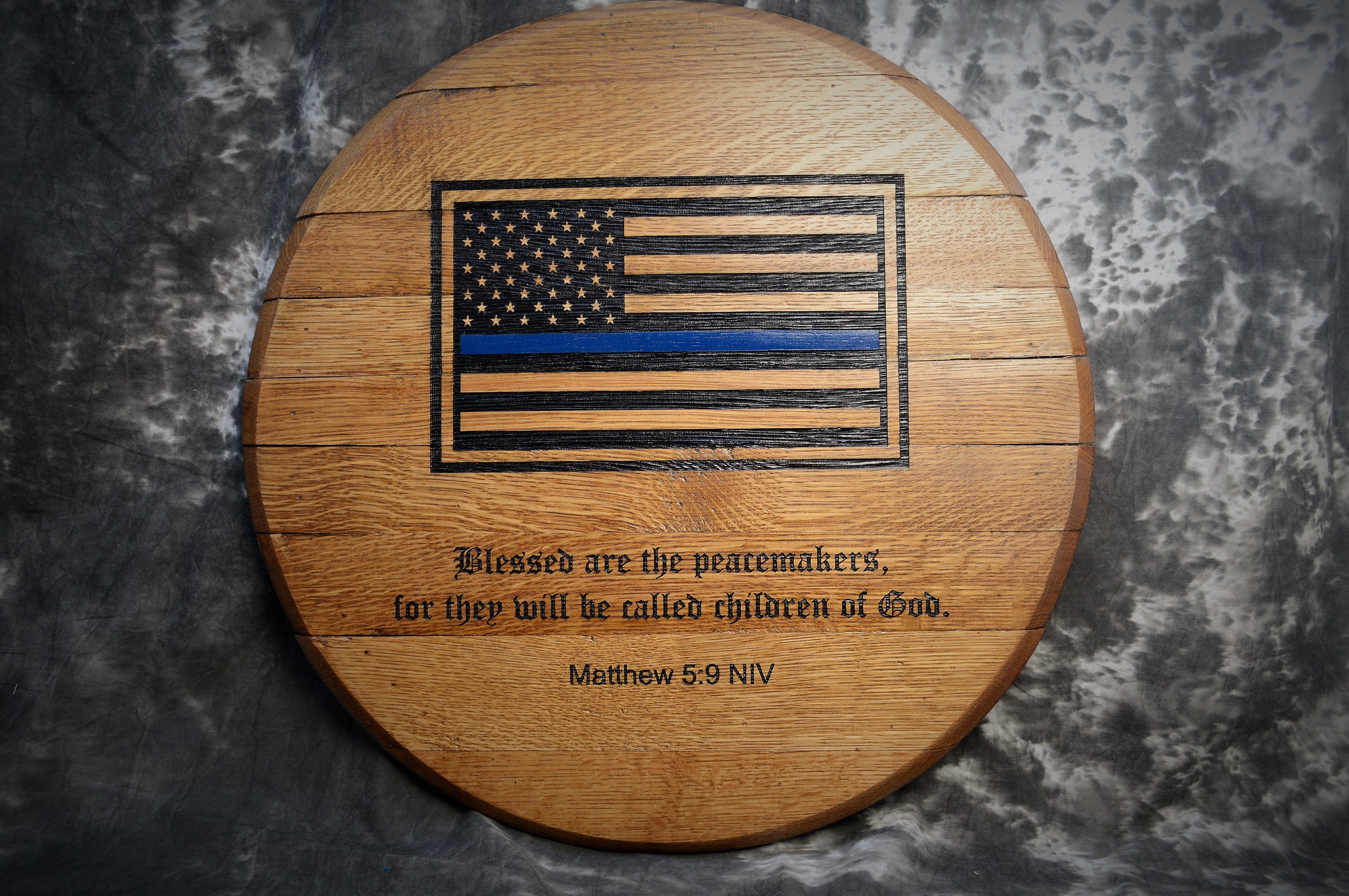 FREE SHIPPING Laser Engraved Thin Blue Line Whiskey Barrel | Etsy