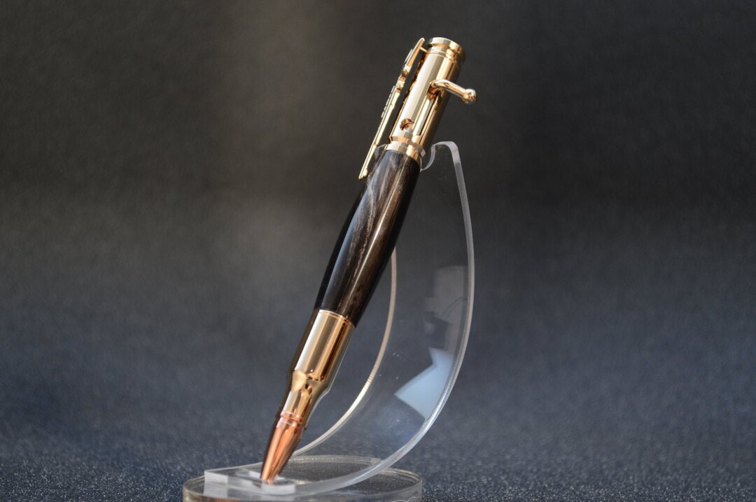 Indian River Buffalo Horn Bolt Action Bullet Pen in Gold Finish With ...