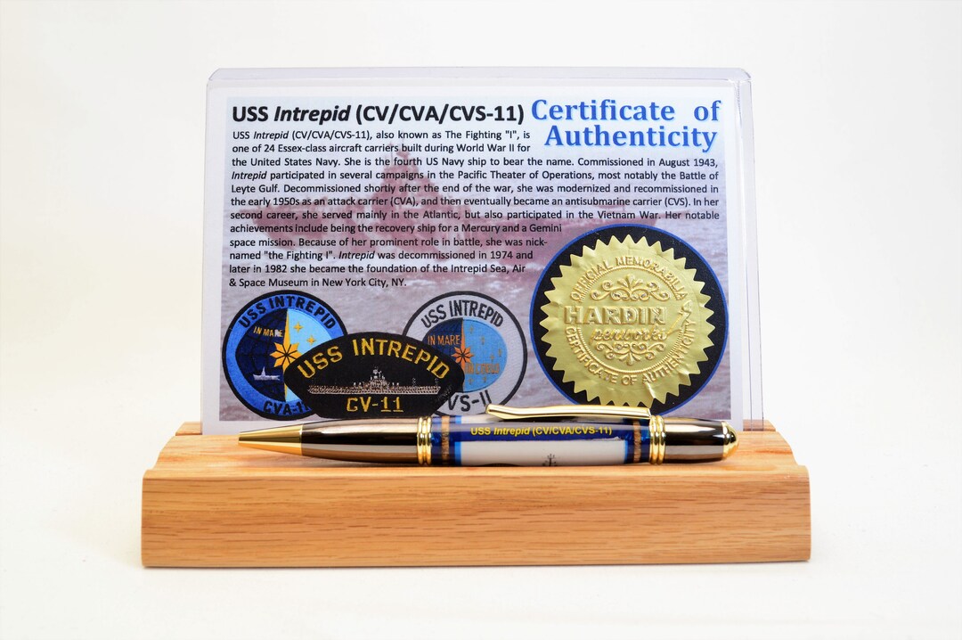 Handcrafted USS Intrepid Twist Pen Made From Cast Acrylic and Wood From ...