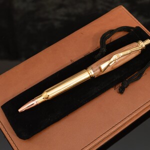 Whiskey Barrel Bullet Click Pen in Gold Finish With Velvet Pouch. - Etsy