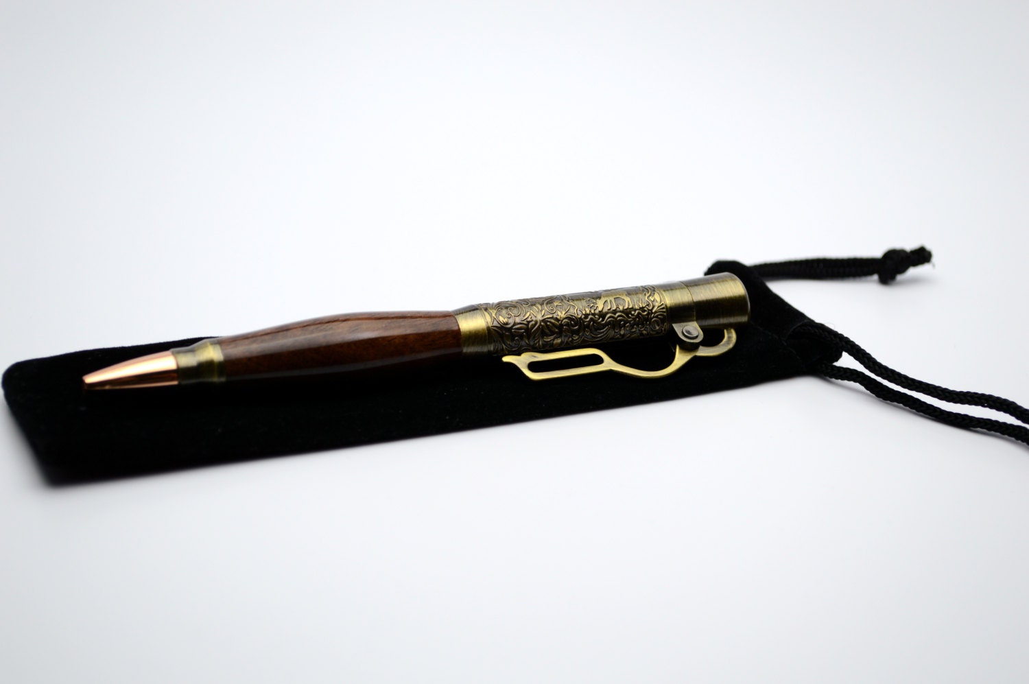 Lever Action Bullet Pen With North Georgia Walnut in Antique Brass ...
