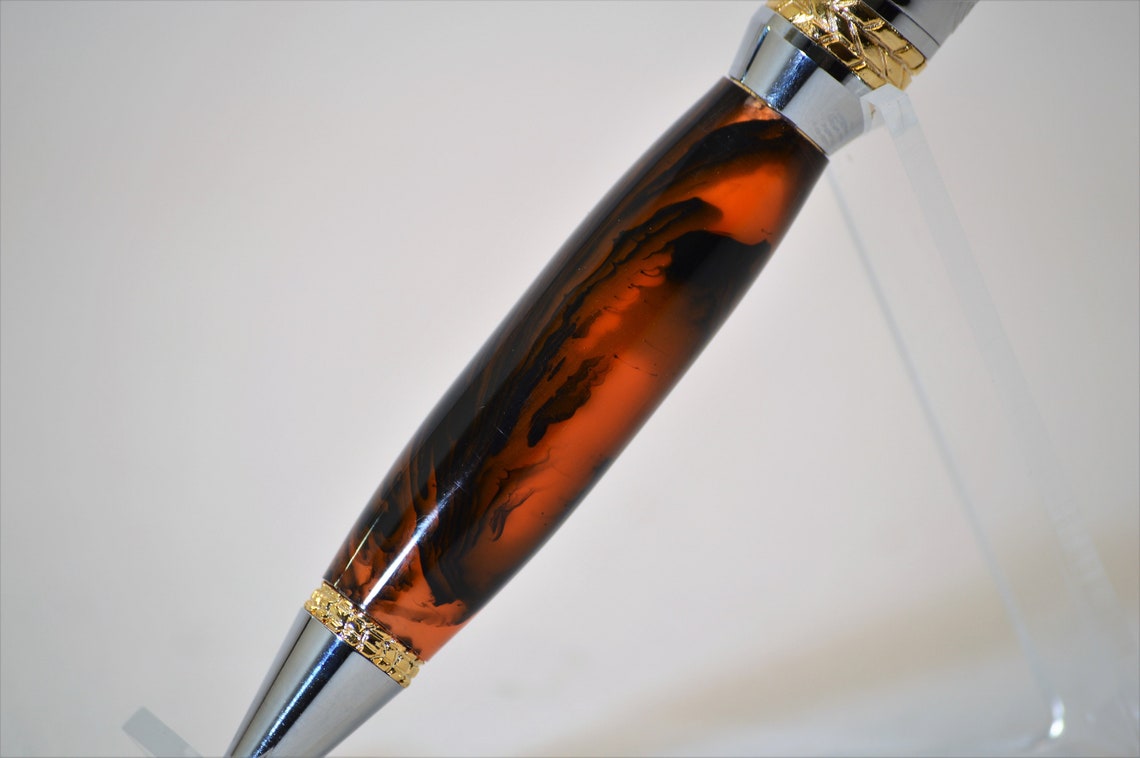 Motorcycle Pen Made With Black and Orange Acrylic With Eagle - Etsy
