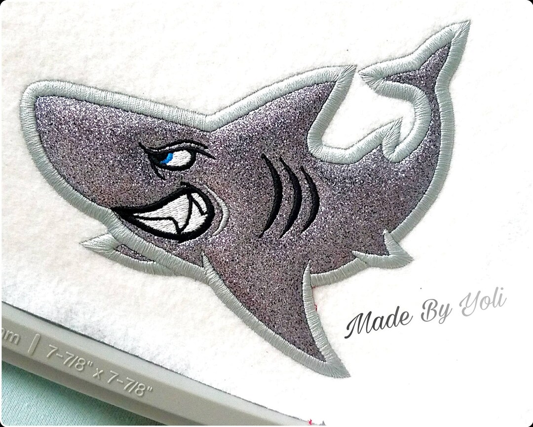 Embroidery Design Digitized Shark Applique 4 X 4 - Etsy