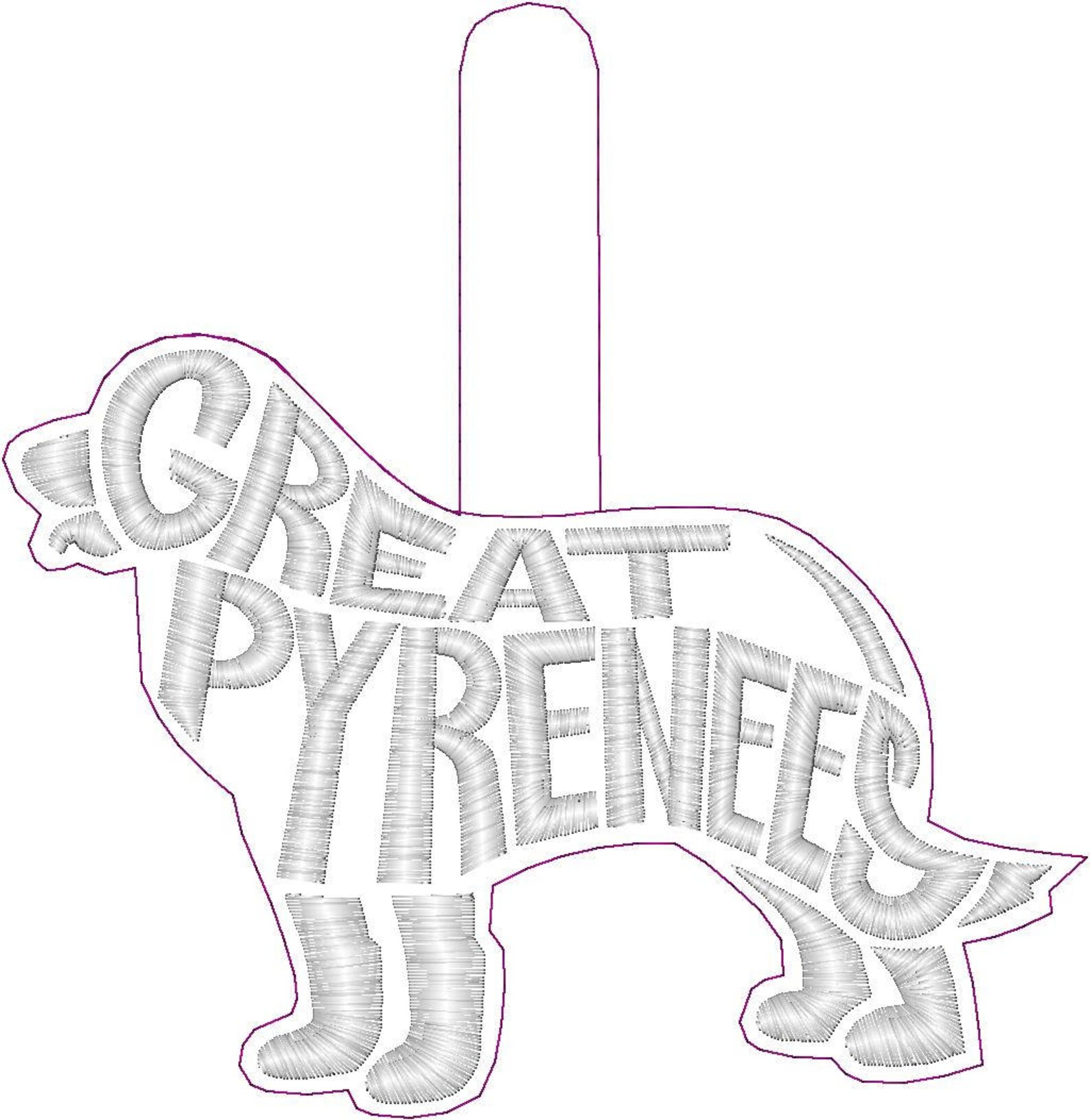 Embroidery Design Digitized Great Pyrenees Keychain 4 X 4 - Etsy